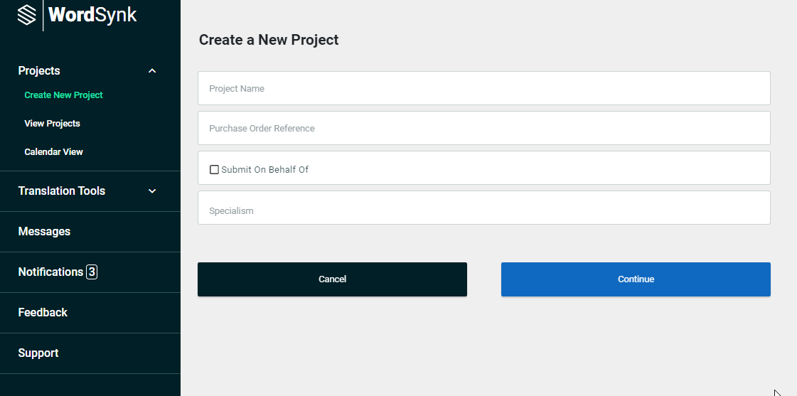 How do I create a new translation project? – WordSynk Support